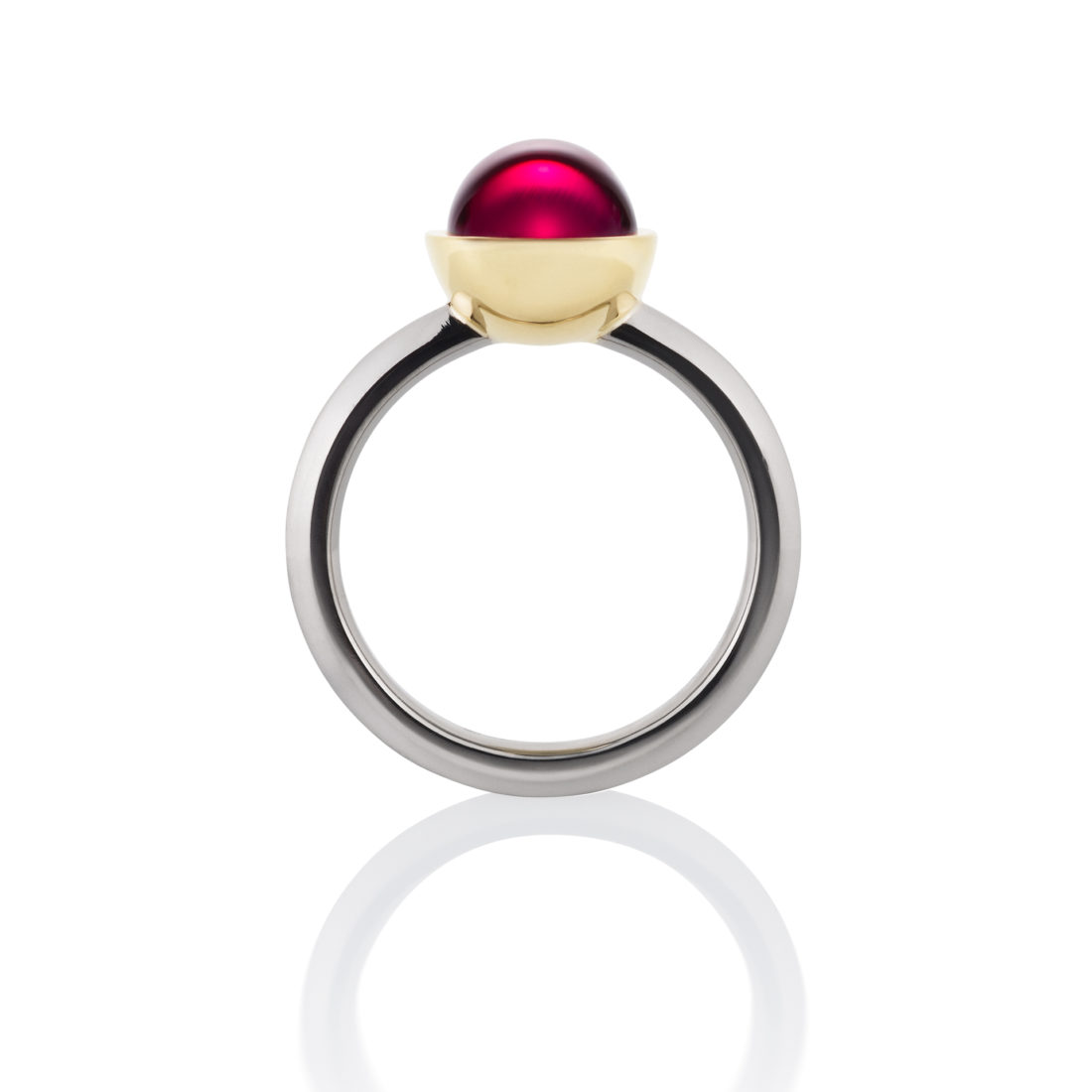 Ruby Sphere Ring with Rose Engine Shank