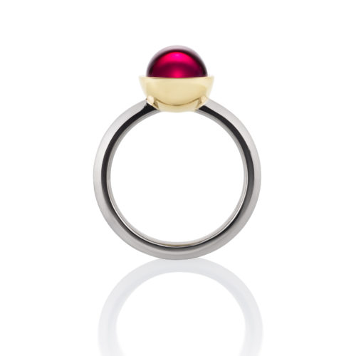 Ruby Sphere Ring with Rose Engine Shank